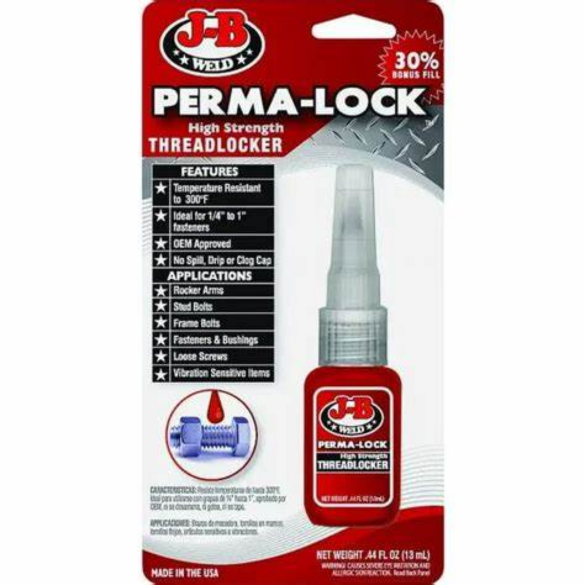 JB Weld Perma-Lock Red High Strength Threadlocker 13ml – Heavy-Duty Fa ...